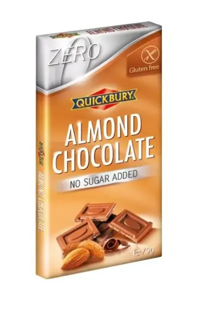 Čokoláda QUICKBURY 75 g BEZ PŘIDANÉHO CUKRU - mléčná mandlová | Eshop ...